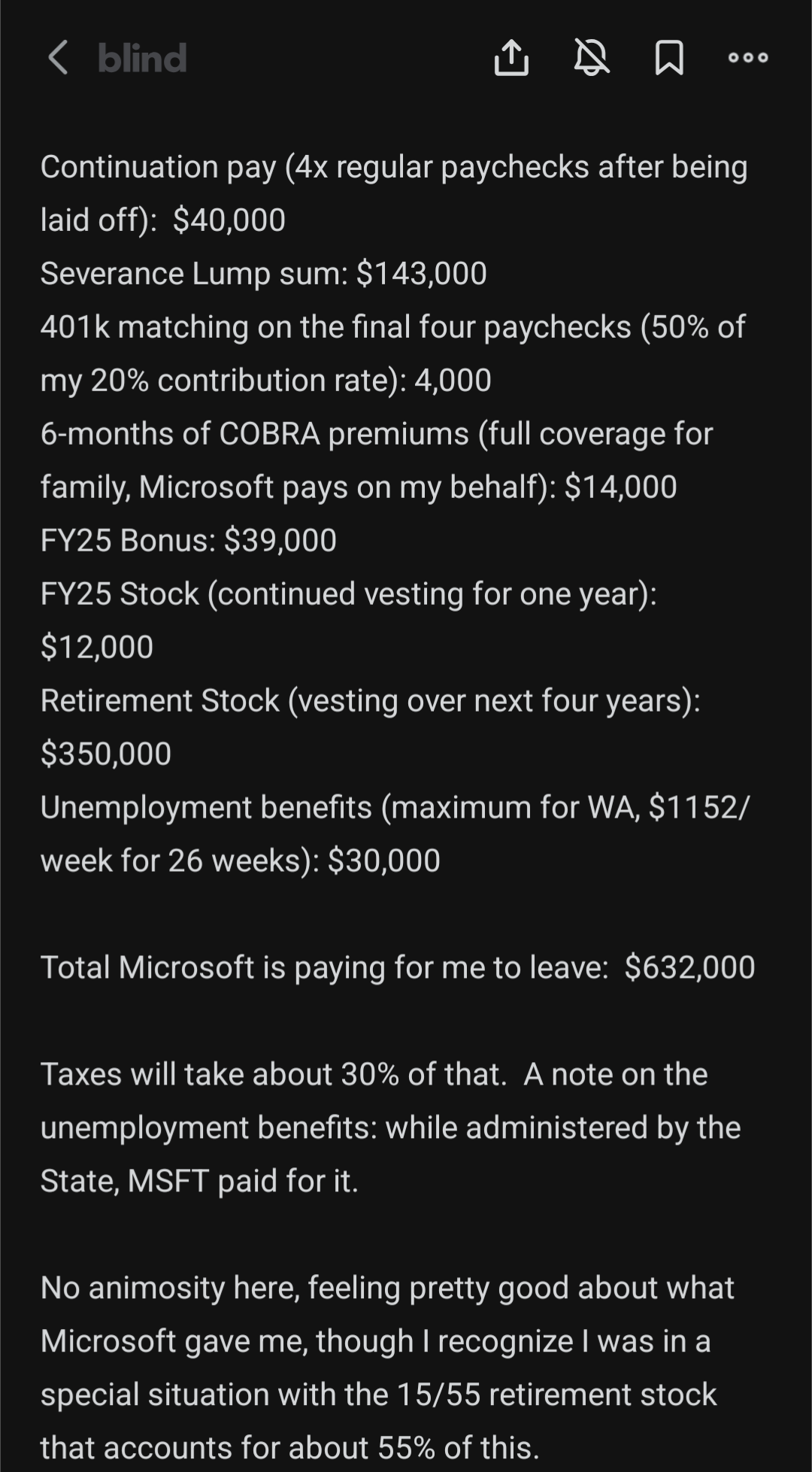 Microsoft literally paid someone $632k to leave | Layoffs - Blind