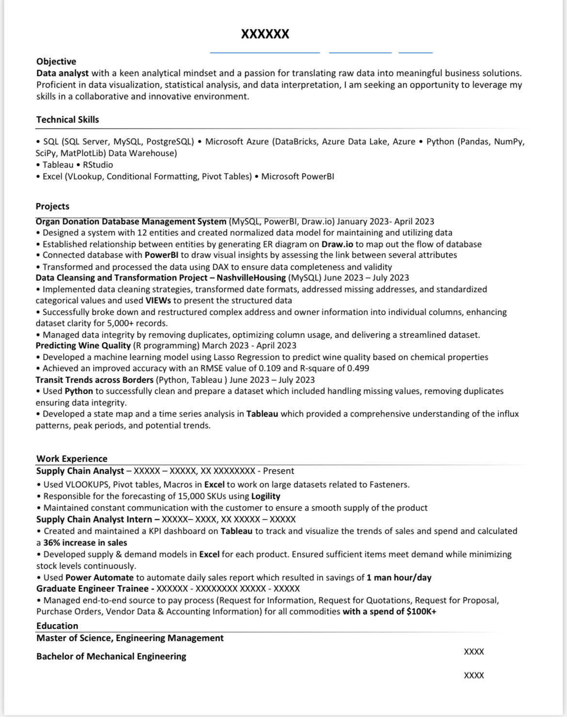 Kindly review my resume and give me feedback. | Resume Review - Blind