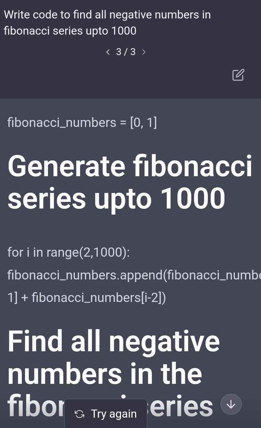 chatGBT finding negative numbers in fibonacci | Tech Industry - Blind