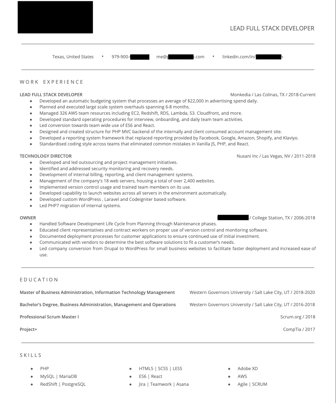 Resume Review - Blind