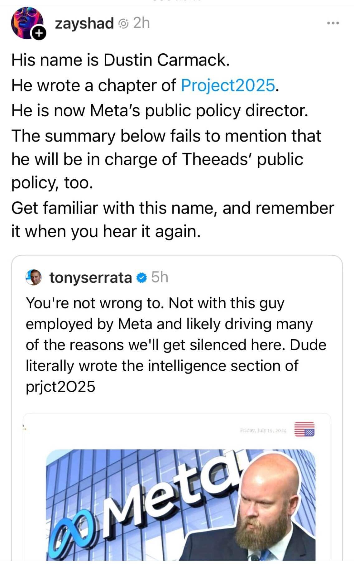 Meta hires Project 2025 author | Tech Industry - Blind