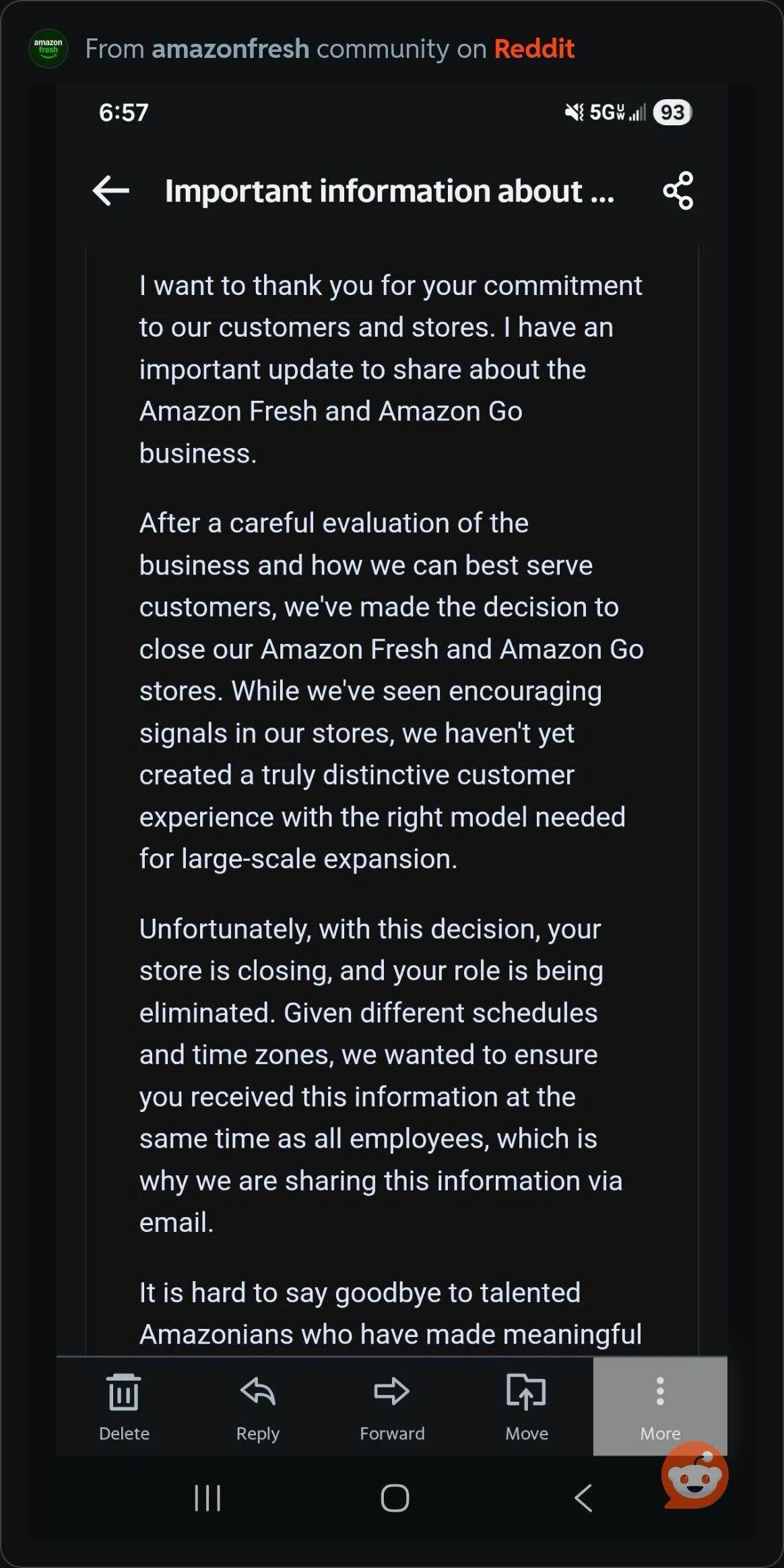 Amazon Layoff mail ( Amazon Fresh and Go) | Layoffs - Blind