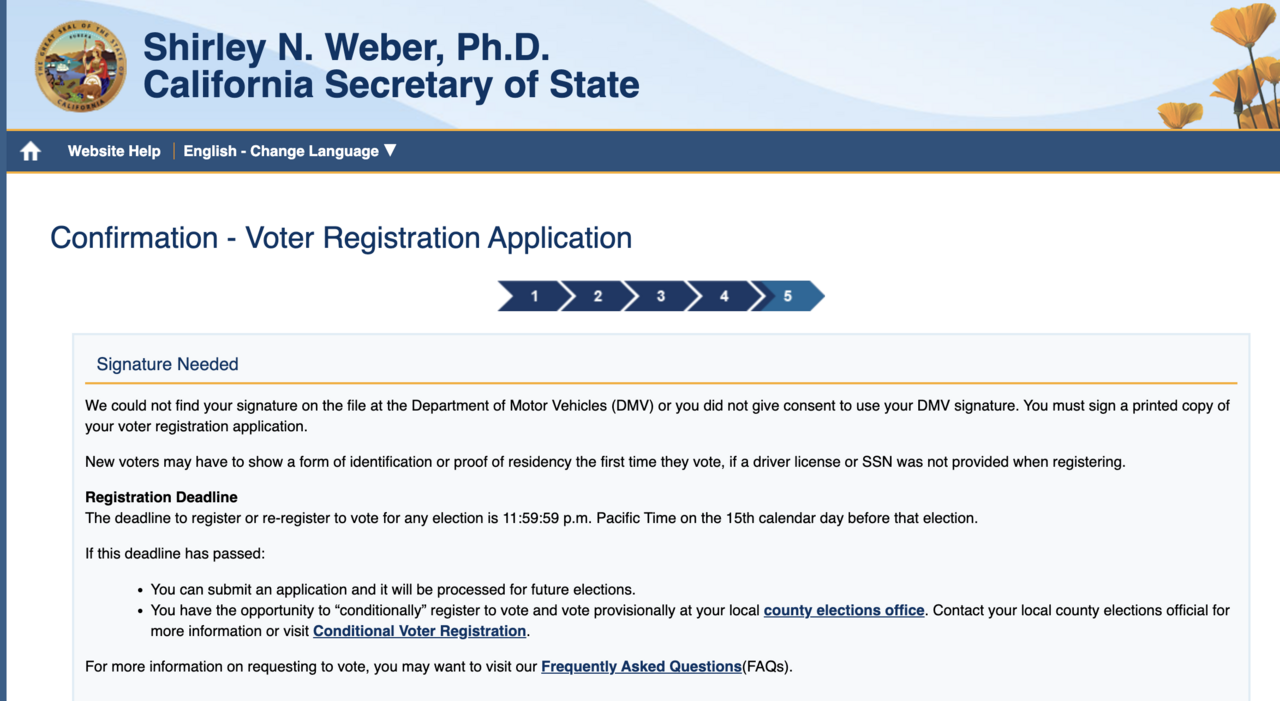 All you need to register to vote in California is "proof of residency ...