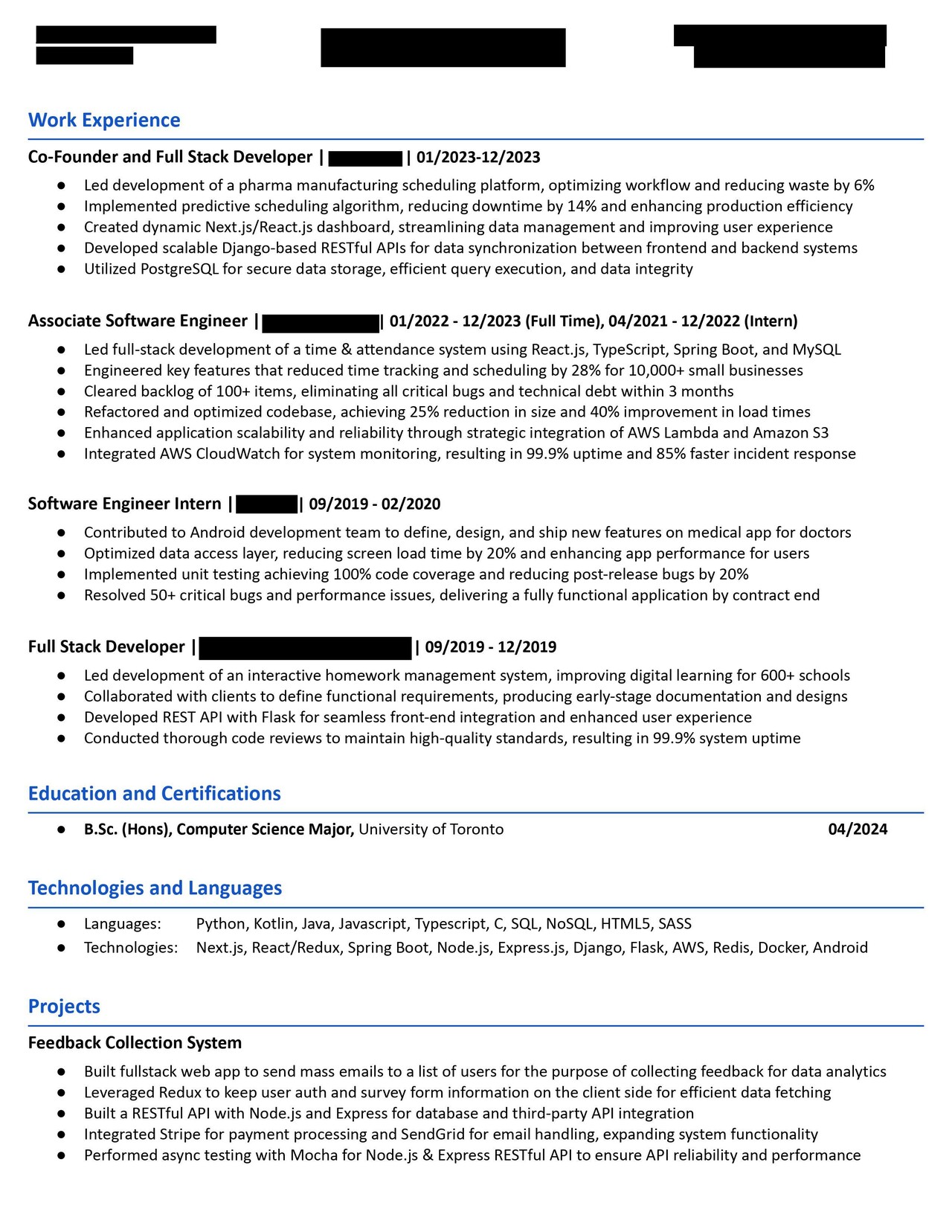 Resume Feedback (not getting any interviews) | Resume Review - Blind