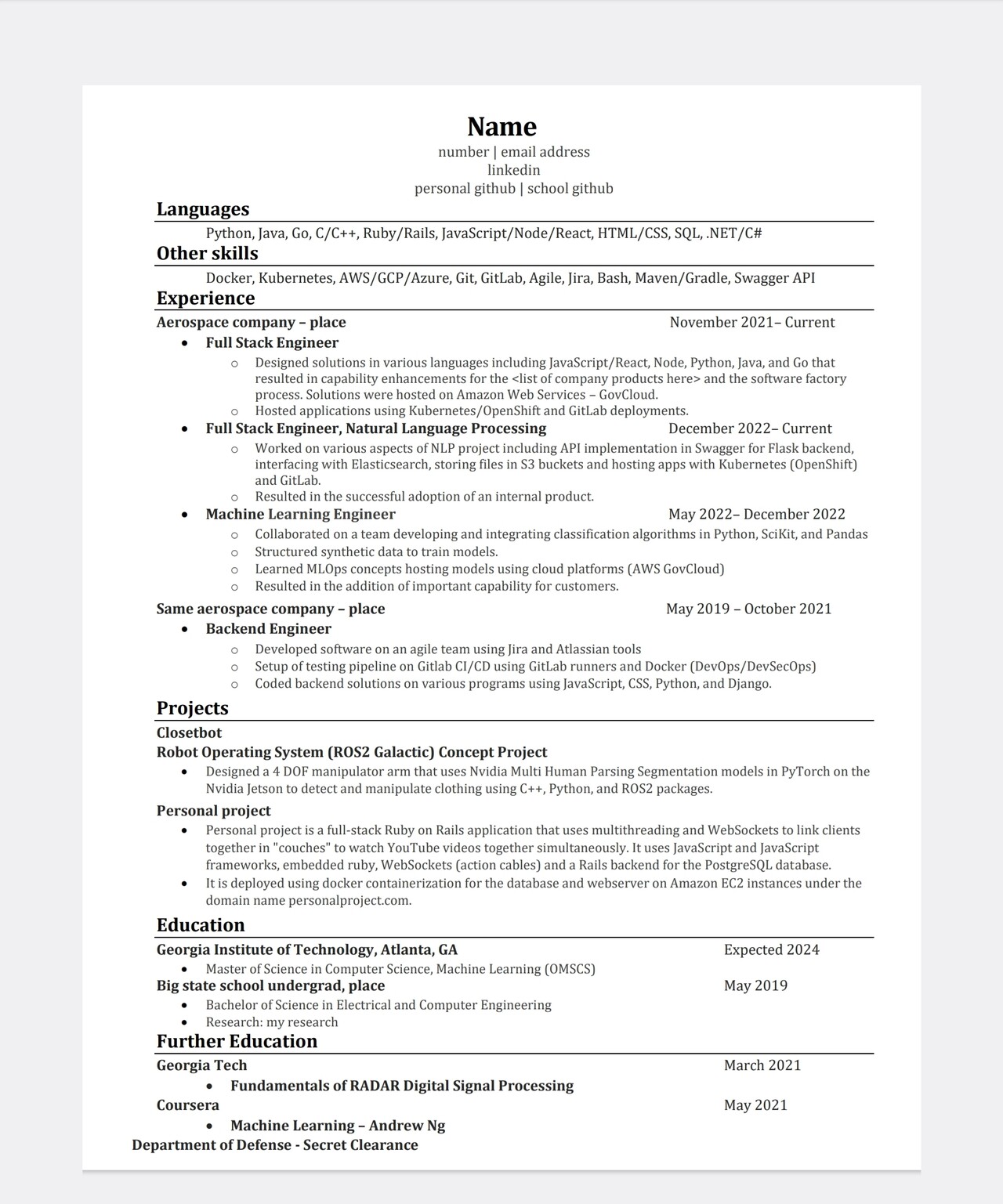 Resume review | Resume Review - Blind