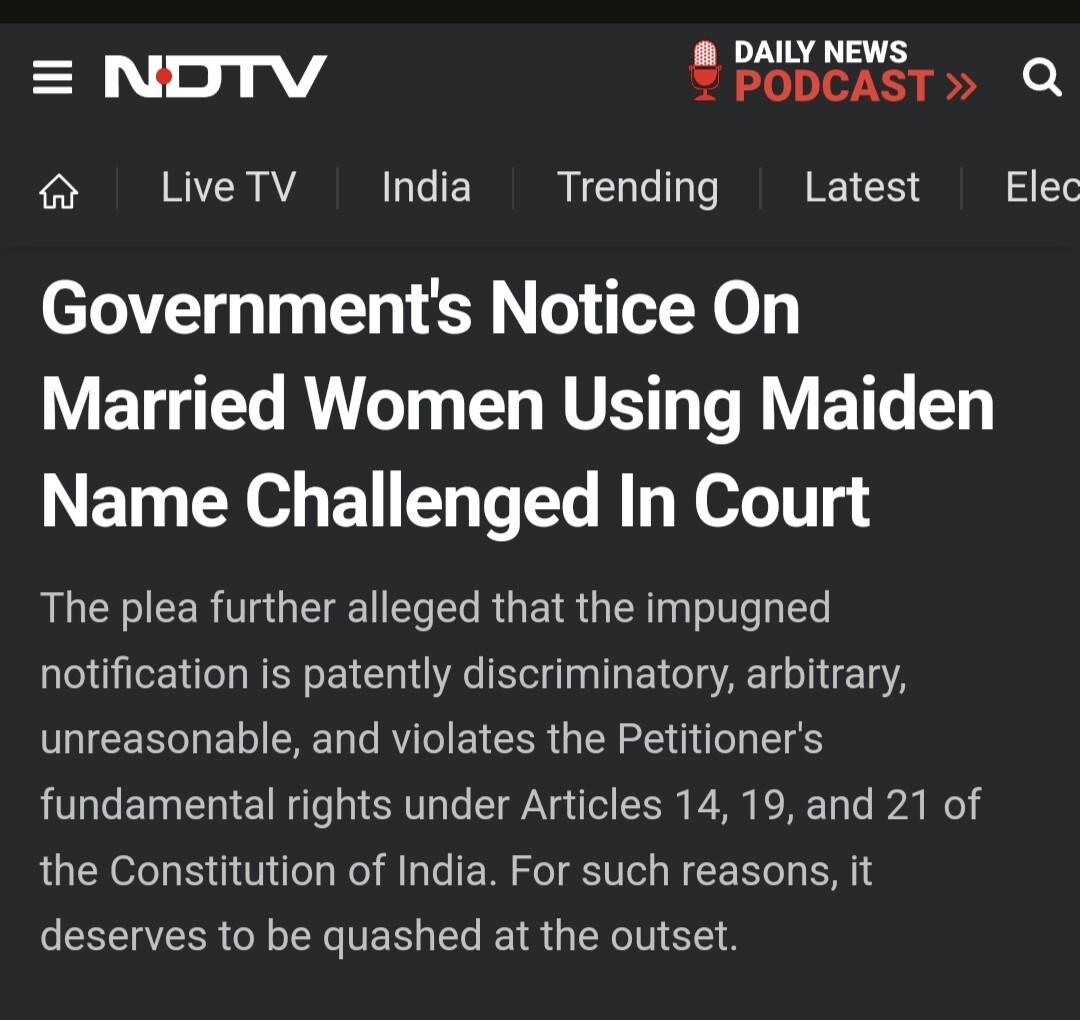 Women need NOC from their husbands to use their maiden name - Blind