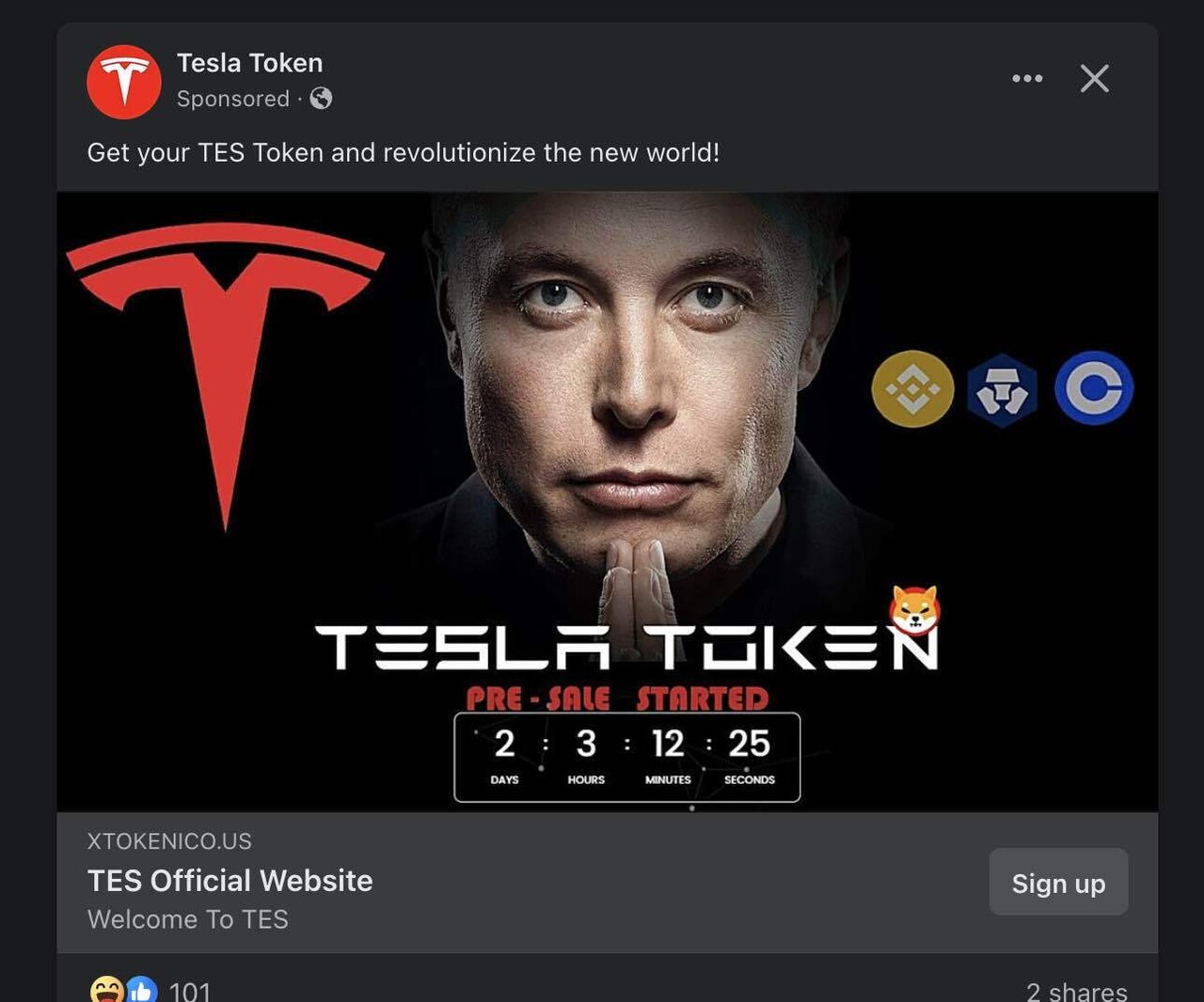 Tesla Token Ads on Meta! - Blind