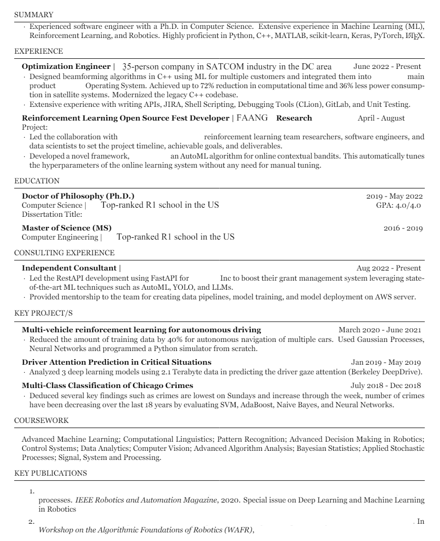 ML engineer (research) roles | Resume Review - Blind