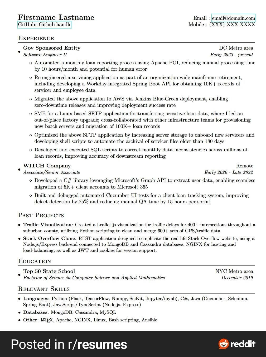 Applying to NYC jobs at ~4 YOE, currently at Freddie Mac | Resume ...