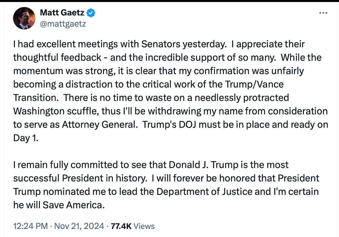 Matt Gaetz out | White House & Policy - Blind