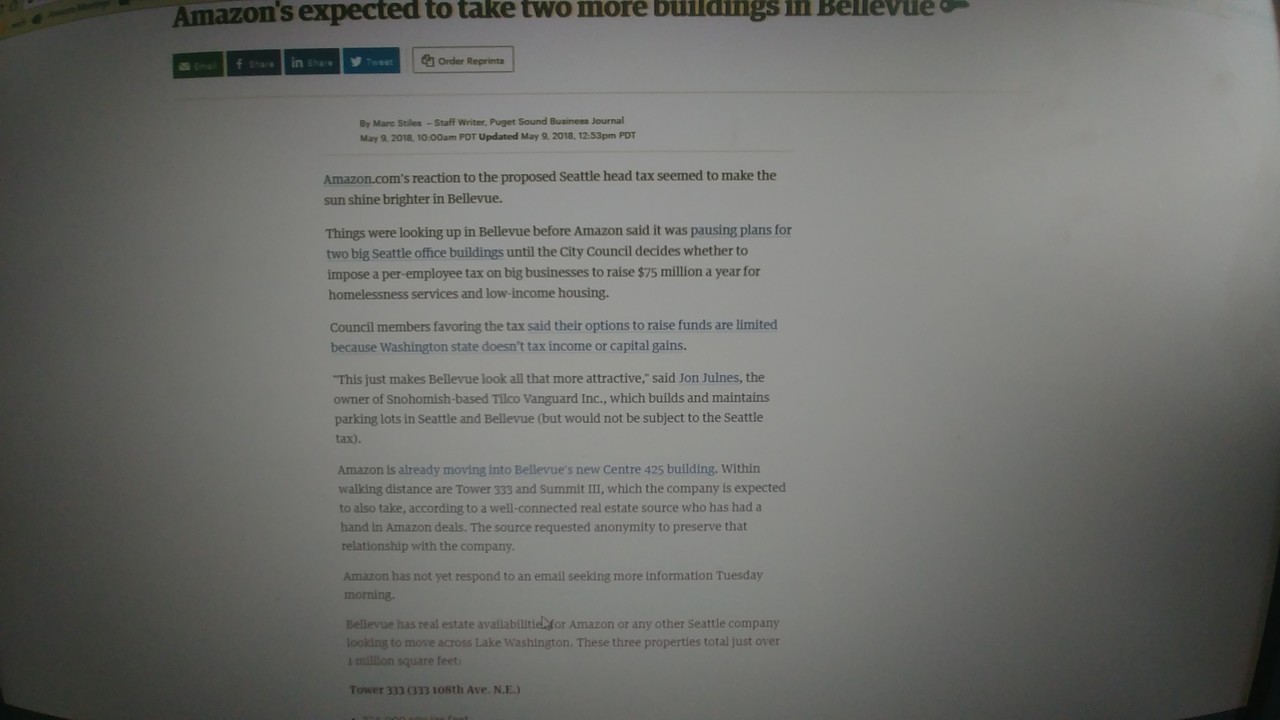 Amazon expanding to Bellevue, no head tax there | Seattle - Blind