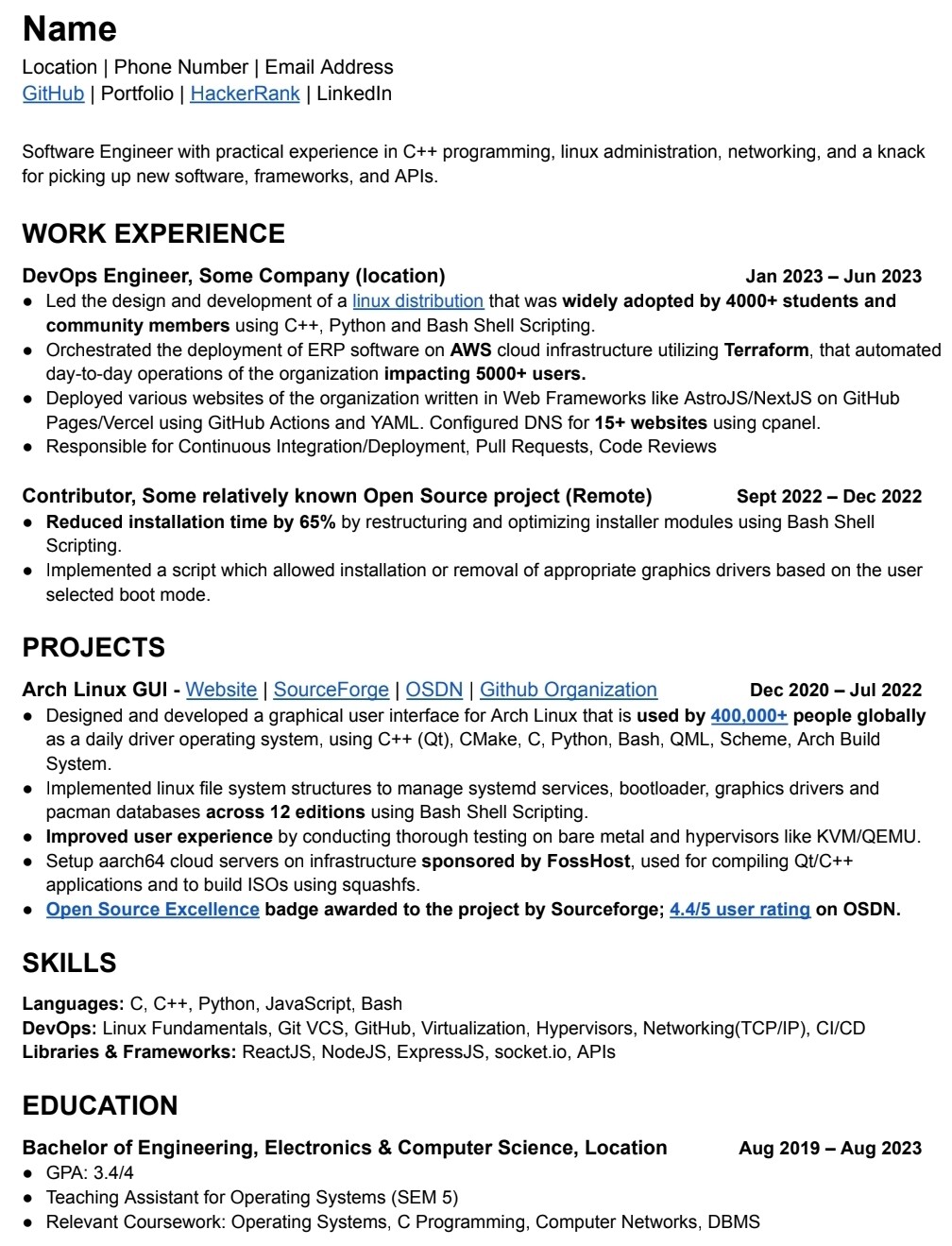 Feedback on my resume? Looking for PE/SRE roles. - Blind