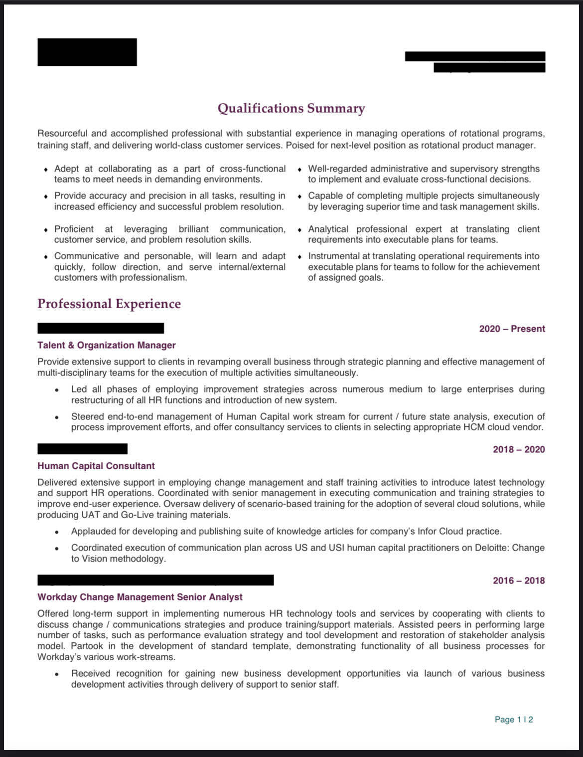 Resume Feedback for Meta RPM - Blind