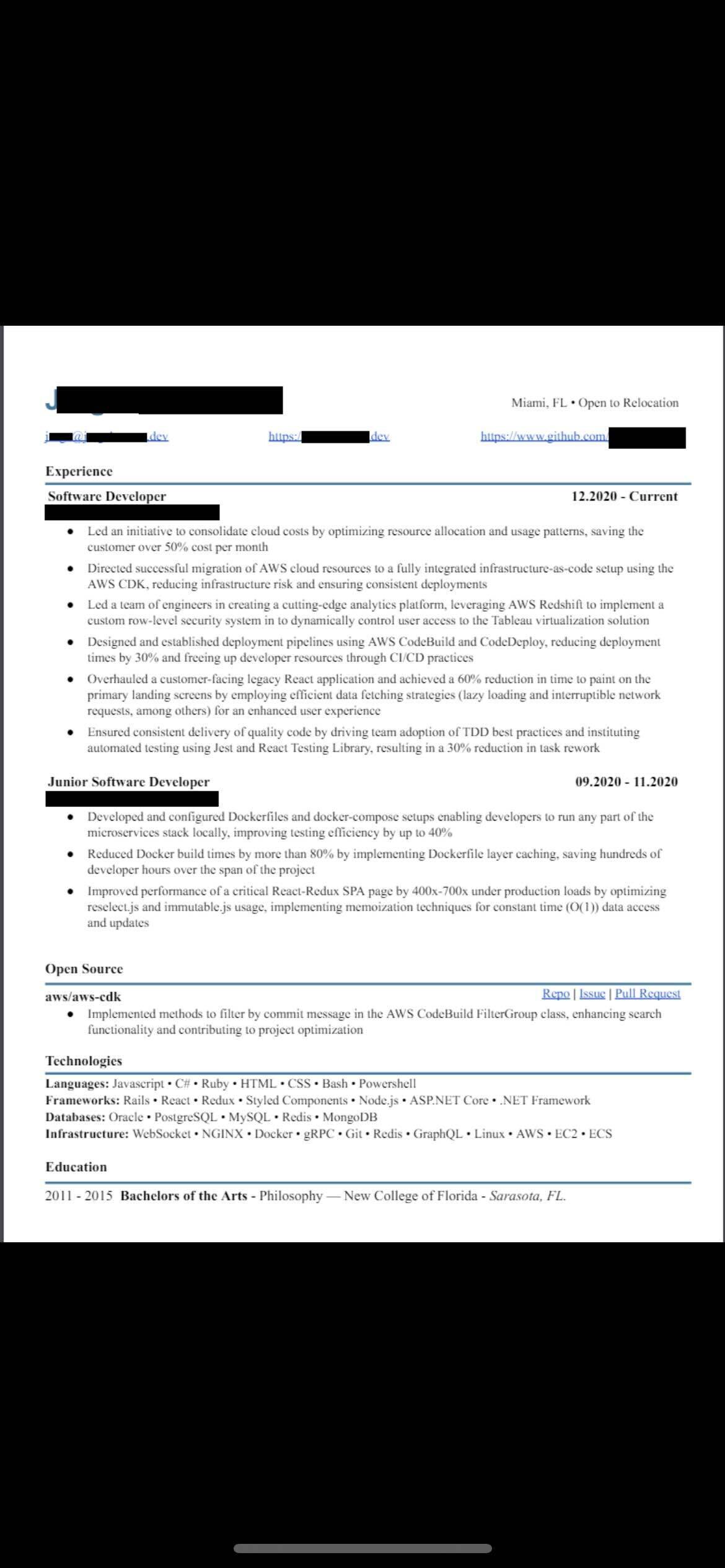 SWE II Resume Review | Resume Review - Blind