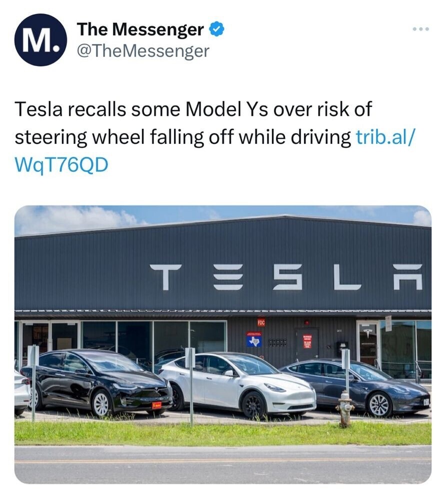 Tesla recall: steering wheel falling off | Tech Industry - Blind