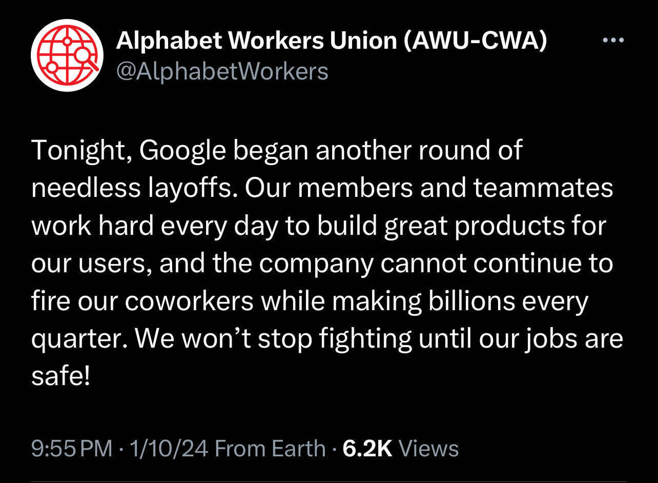 Alphabet Workers Union weighs in | Layoffs - Blind