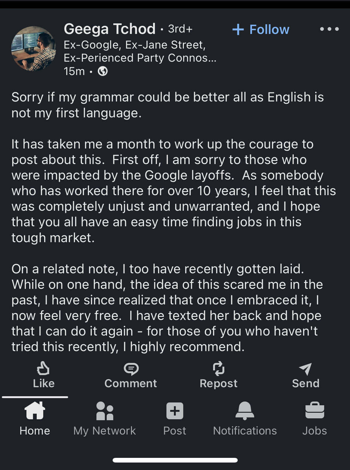 Not your typical Linkedin Layoff Post... | Software Engineering Career - Blind