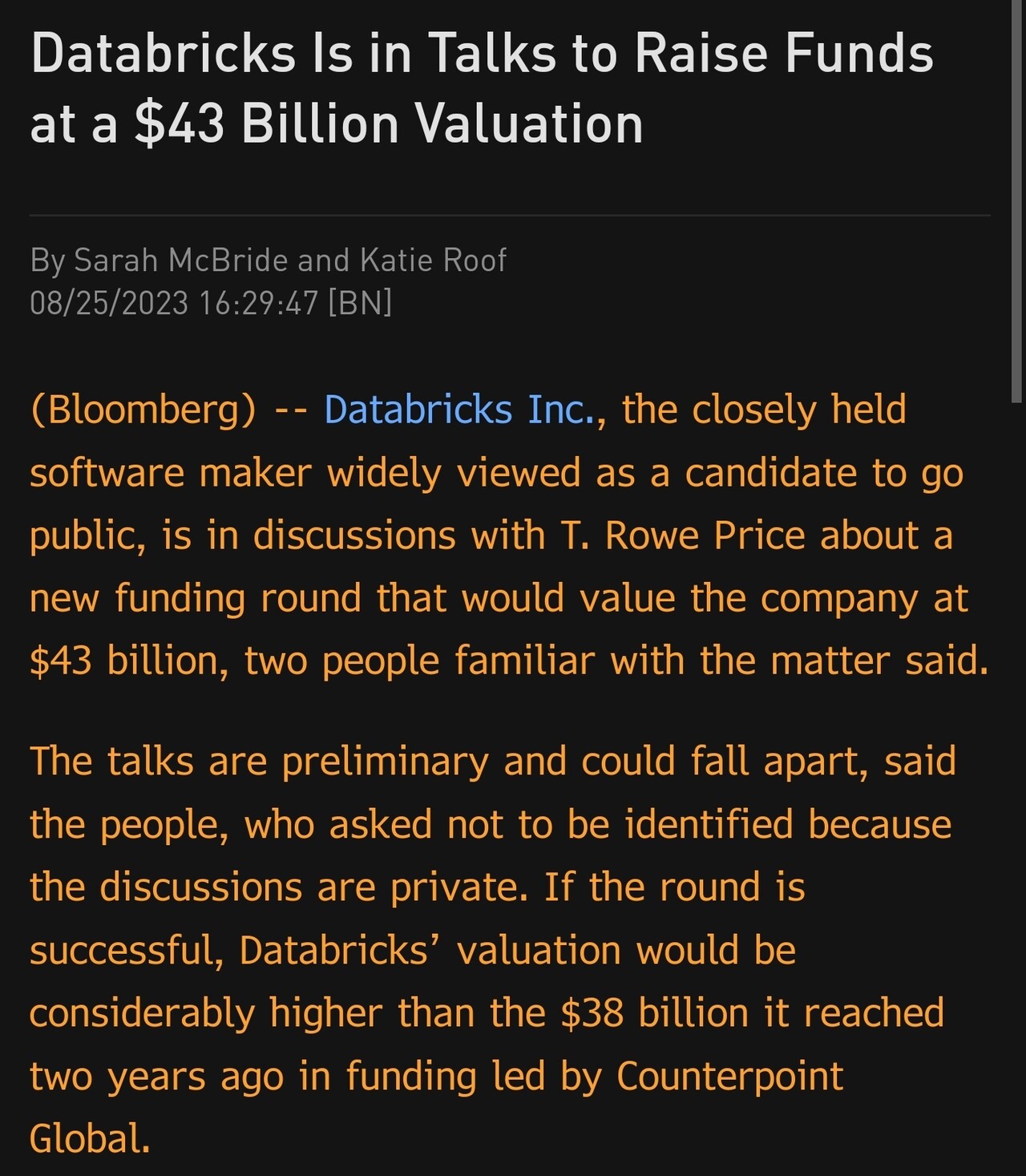 Databricks in talks to raise funds at $43 billion valuation - Blind