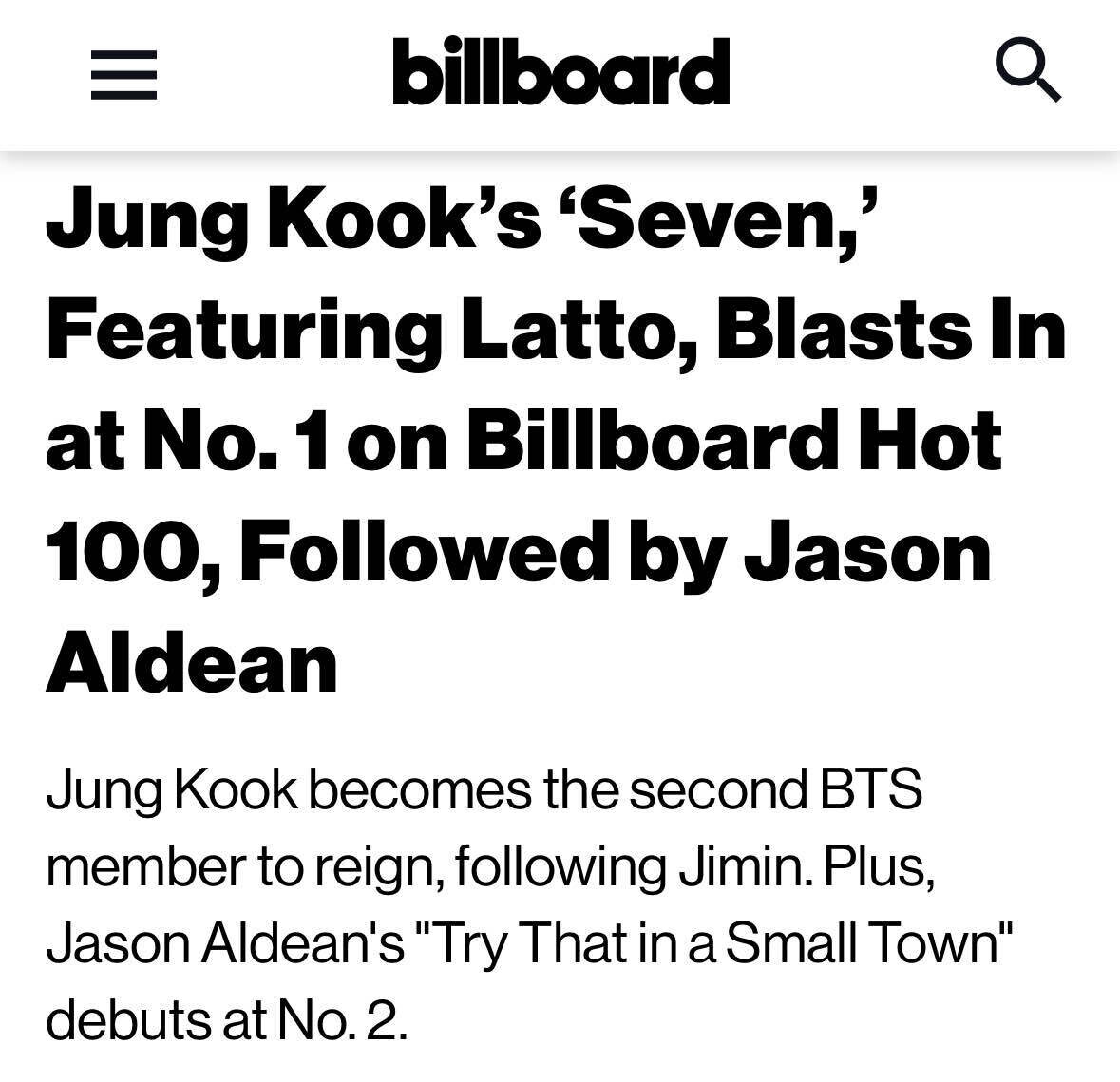블라인드 Tv·연예 [속보] Bts 정국 세븐 미국 빌보드 핫 100 1위 진입