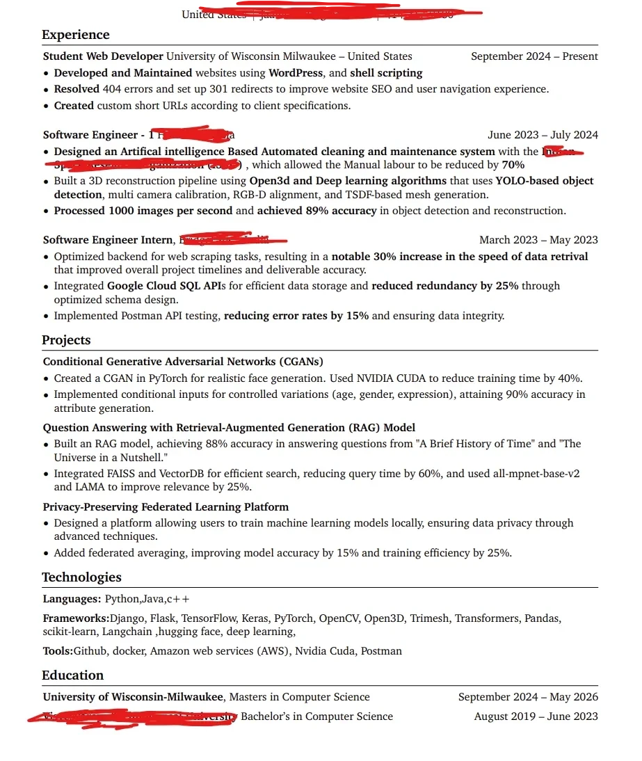 Hey guys Can someone please review my resume | Resume Review - Blind