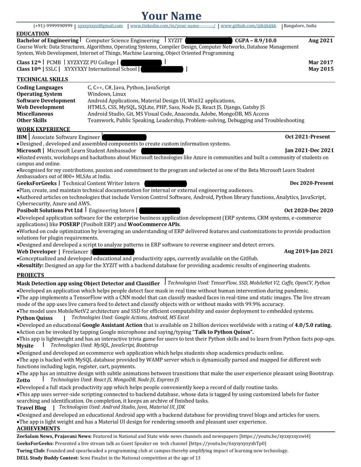 Resume Review for SDE role - Blind