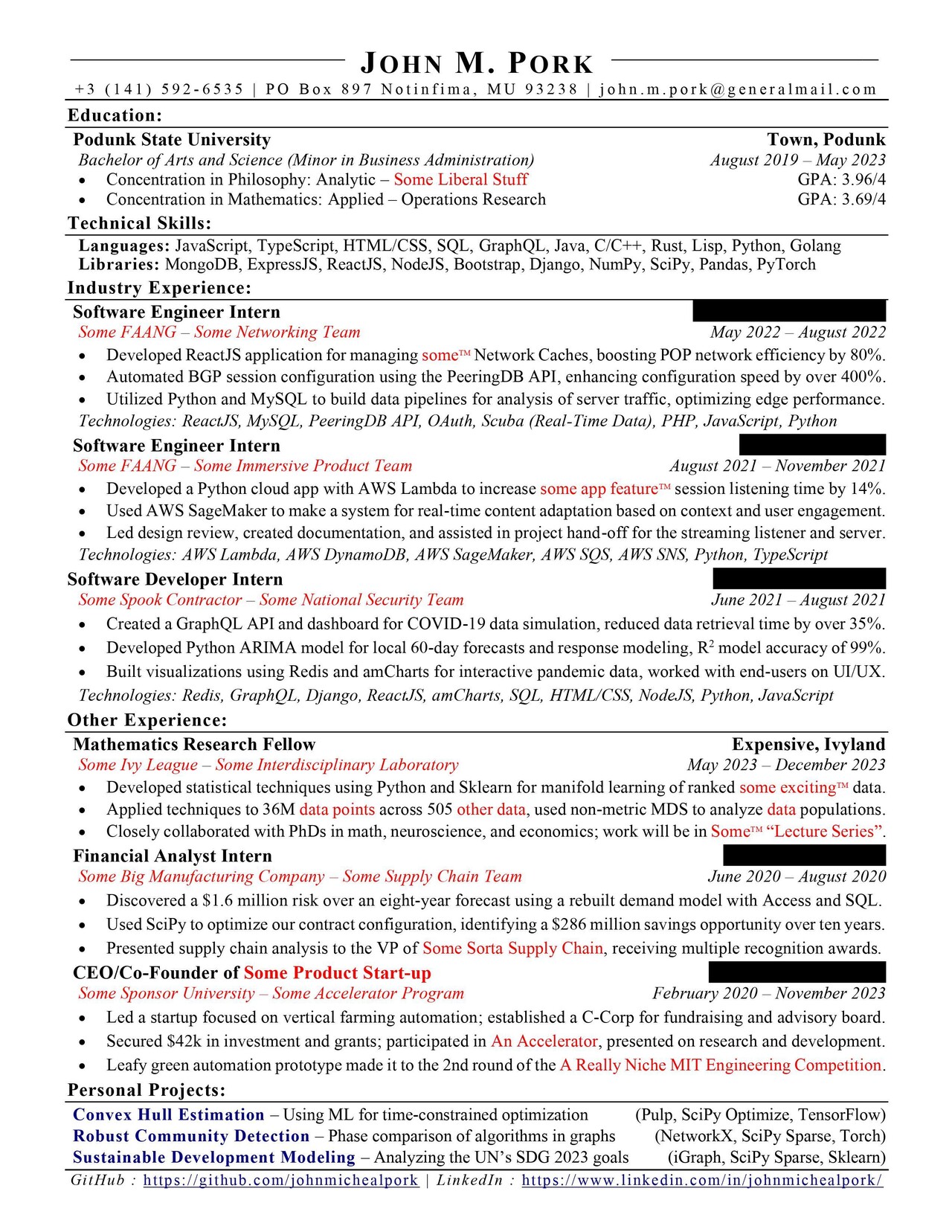 Resume Roast 👹 John Pork | Resume Review - Blind