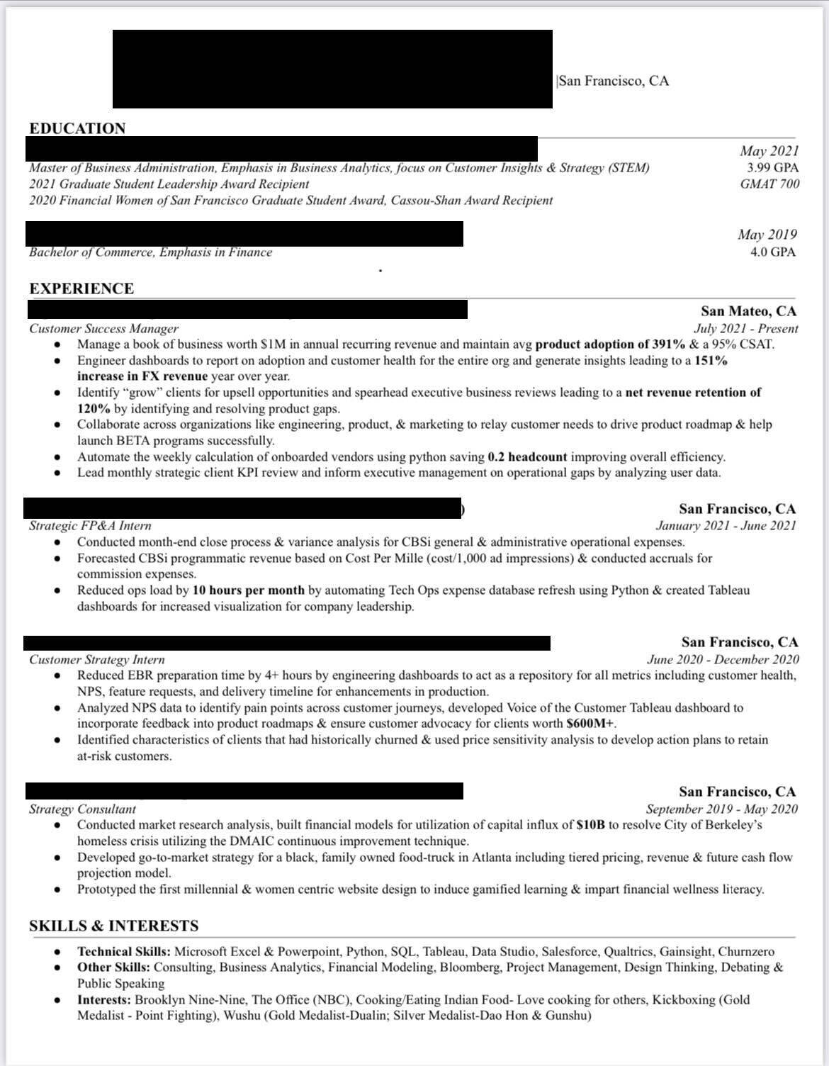Resume Feedback- Meta RPM - Blind