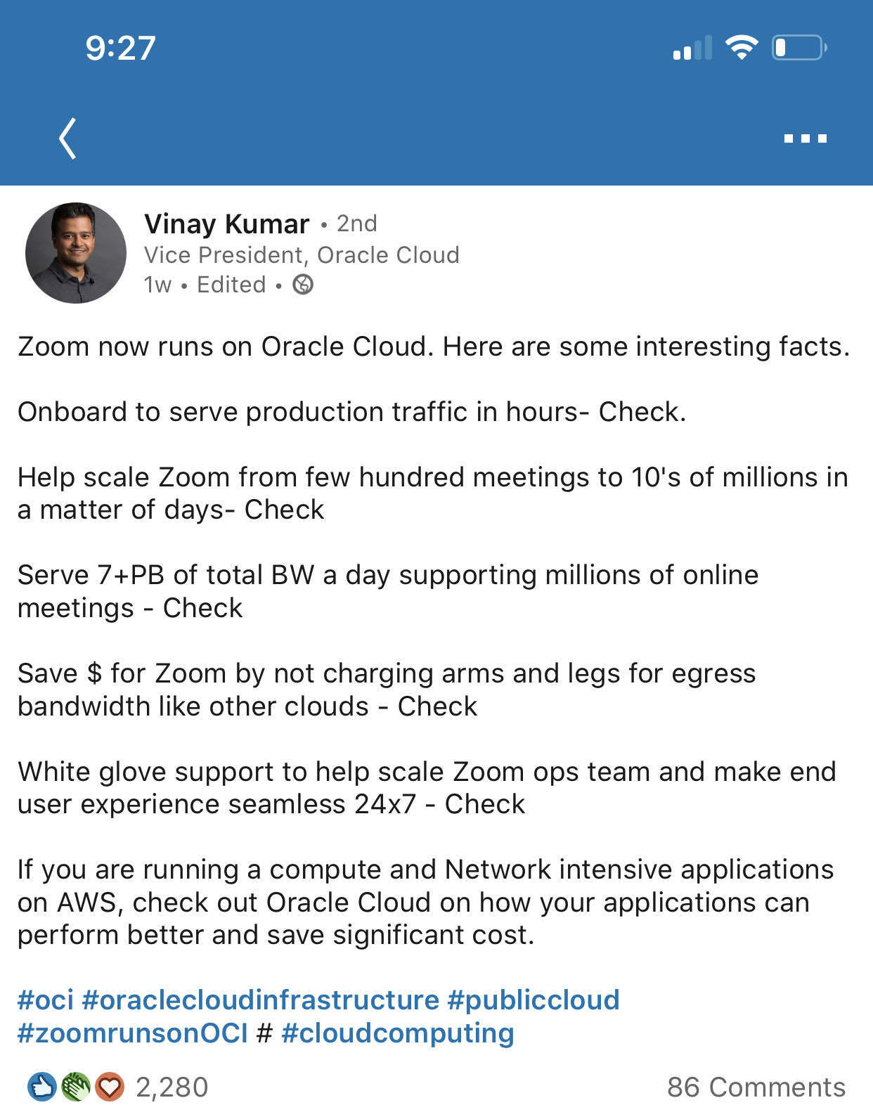 OCI rising? Zoom selects OCI - Blind