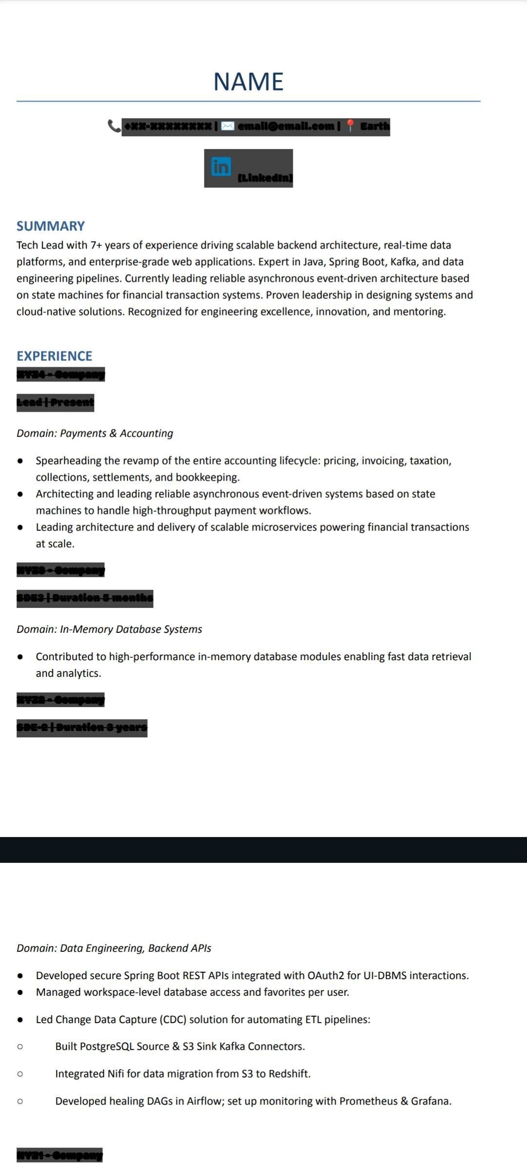 Resume review | Resume Review - Blind