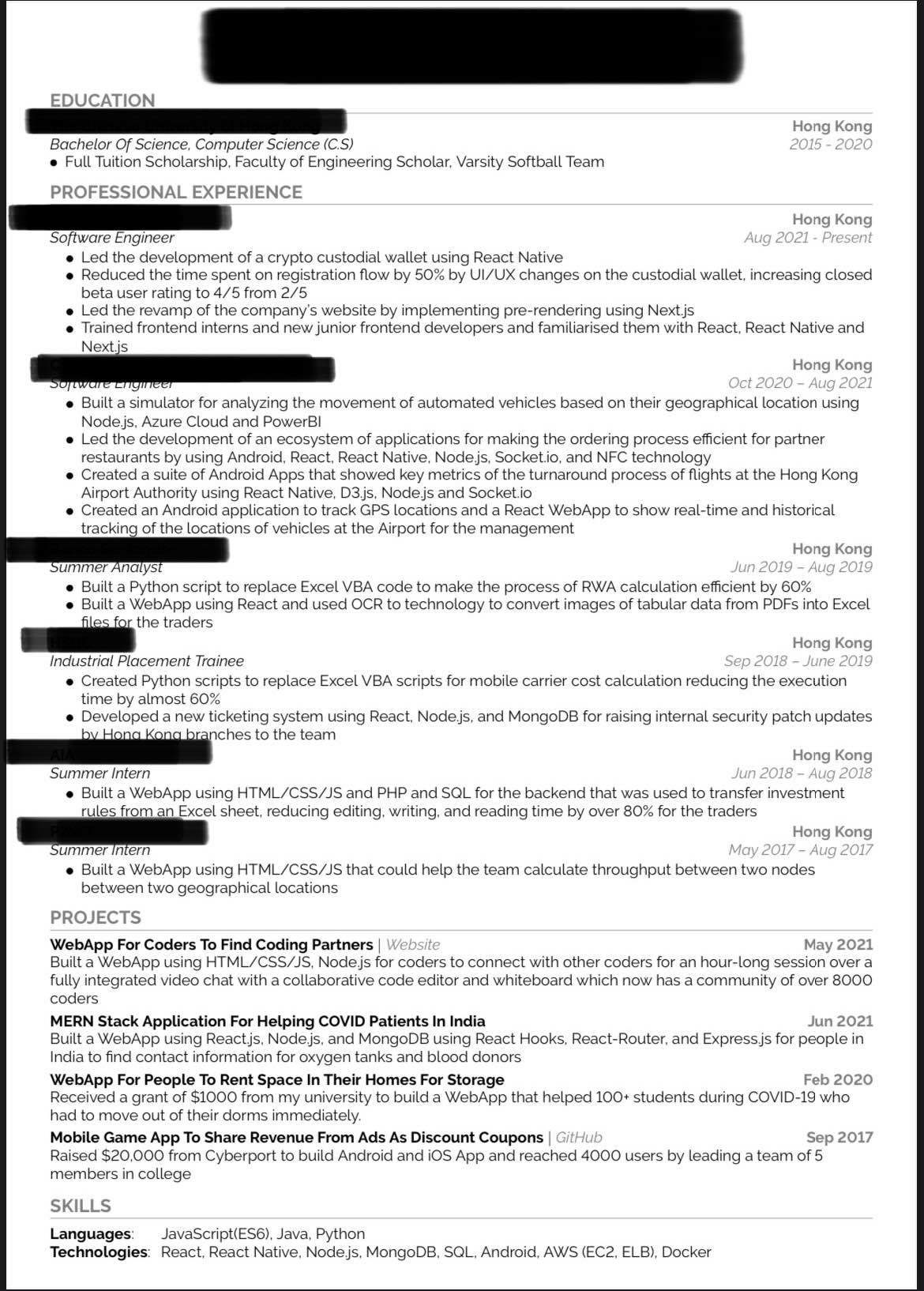 Rejected in resume screening after referral | Resume Review - Blind