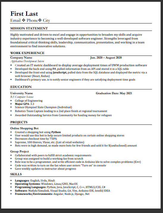 Resume Review - Blind