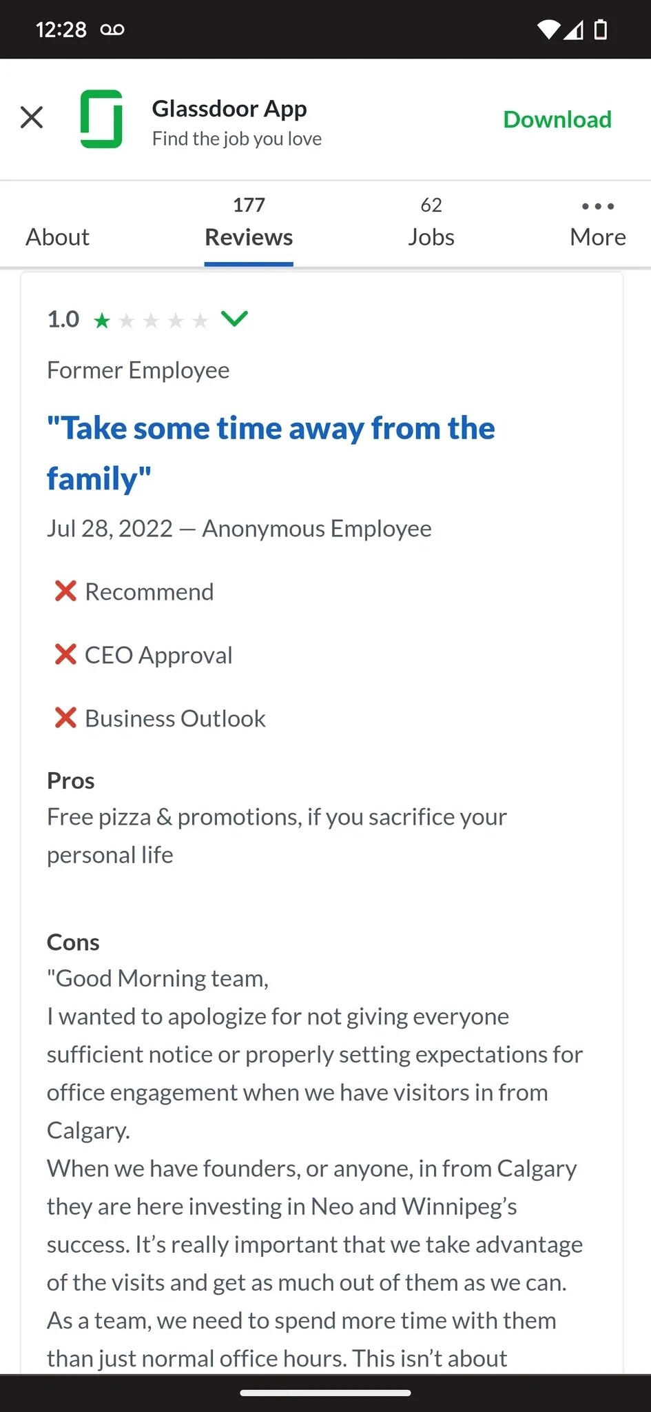 Saw the funniest (toxic?) Glassdoor review today - Blind