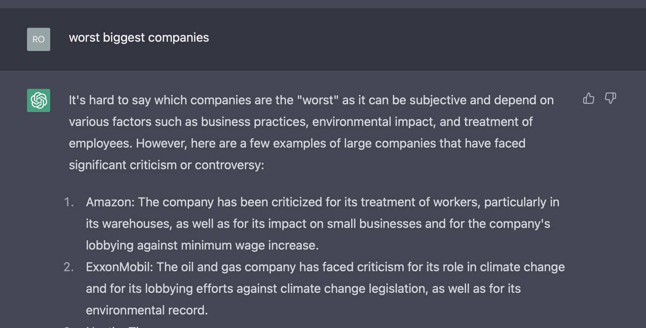 Amazon is the worst big company according to chat-gpt | Tech Industry ...