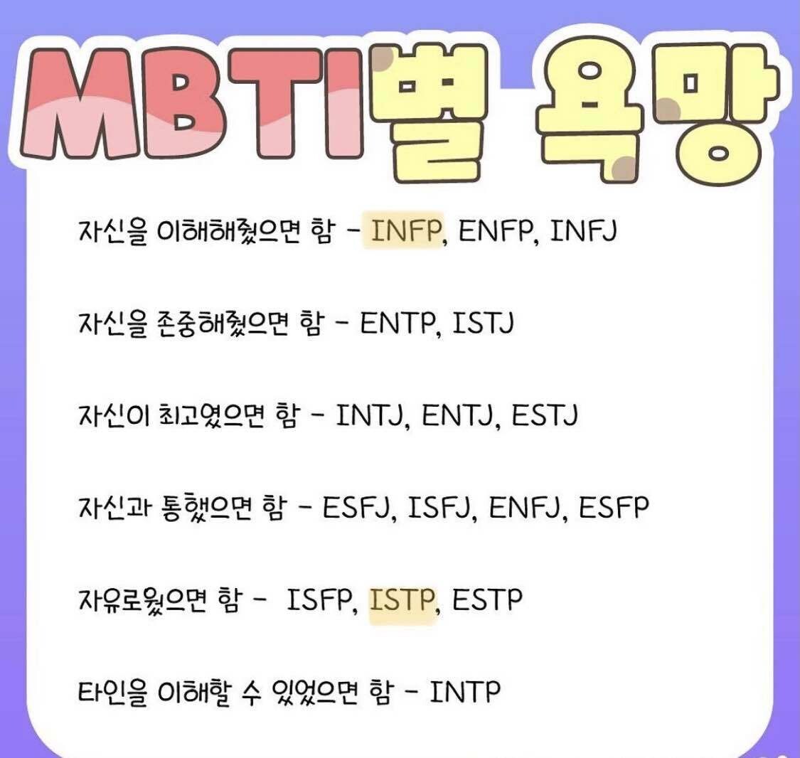 블라인드 유우머 Mbti 별 욕망😅