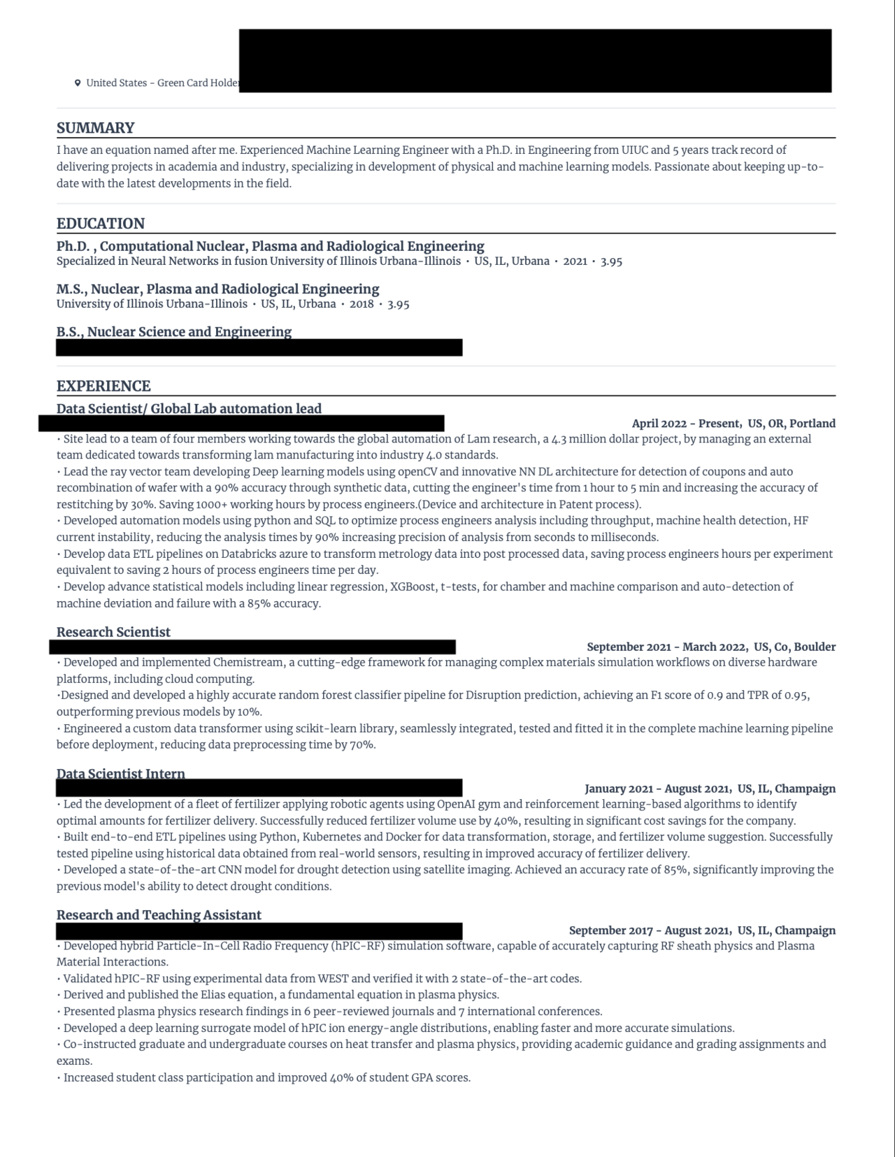 Help with CV | Tech Industry - Blind