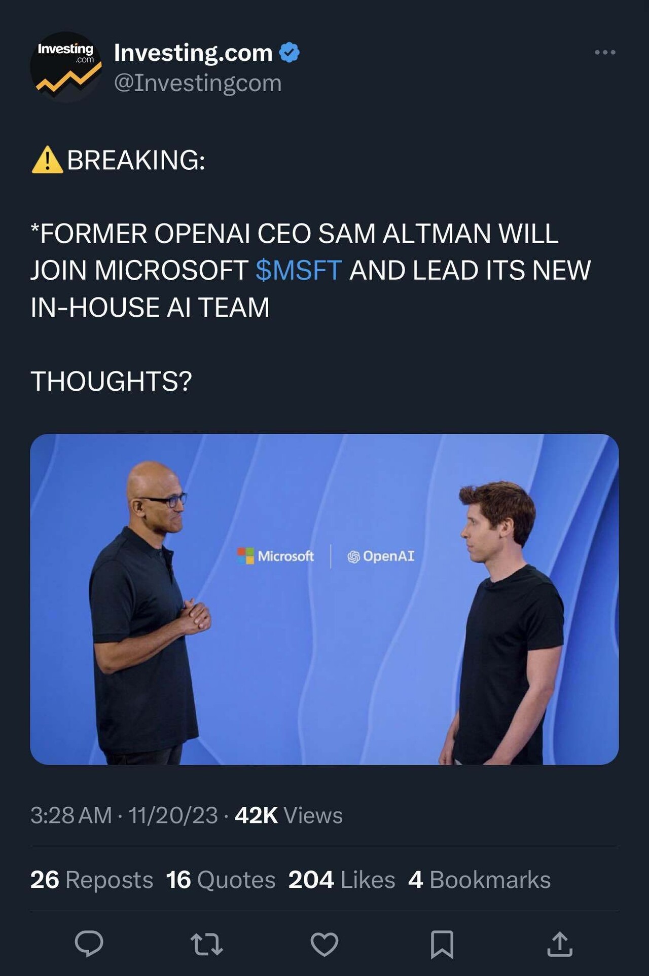 ALTMAN JOINS MSFT. Who is to benefit? | Tech Industry - Blind