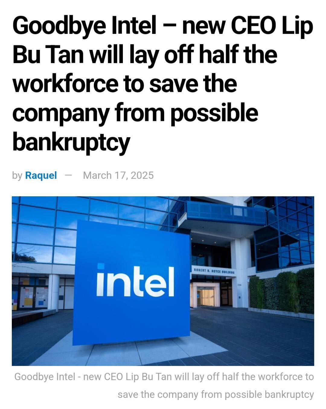 50% layoffs at Intel | Layoffs - Blind