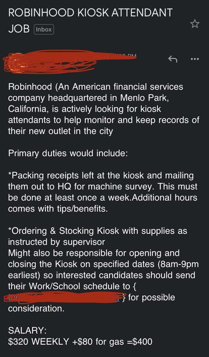 Robinhood “kiosk” job? | Tech Industry - Blind