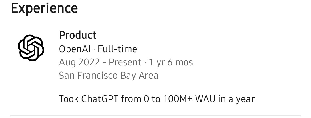 This guy took ChatGPT to 100M+ WAU | Product Management Career - Blind