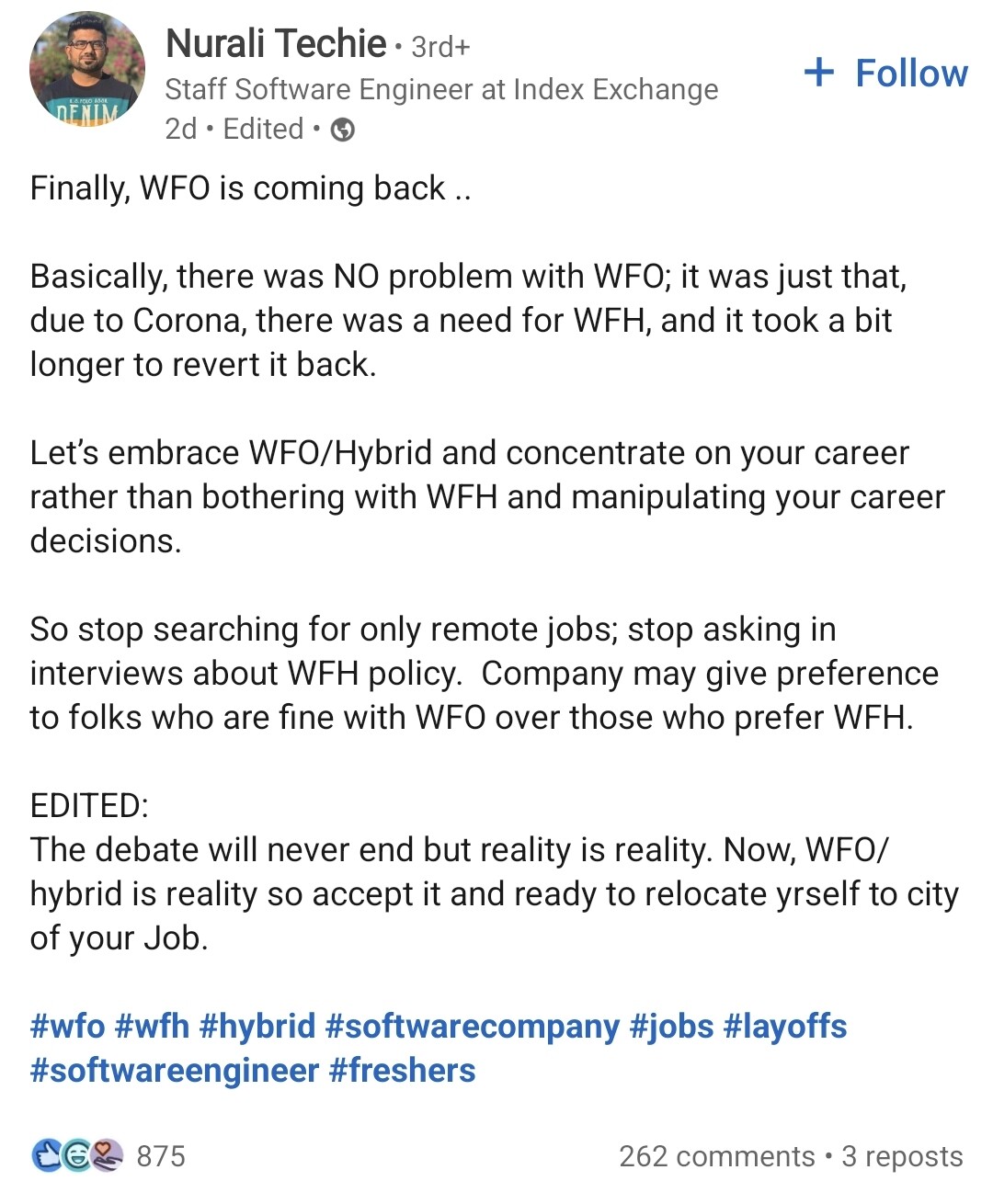 Random LinkedIn "Influencer" says get your butt back in the office ...