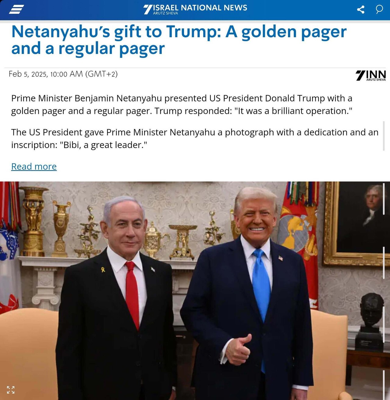 Netanyahu gave Trump pagers as a gift | White House & Policy - Blind