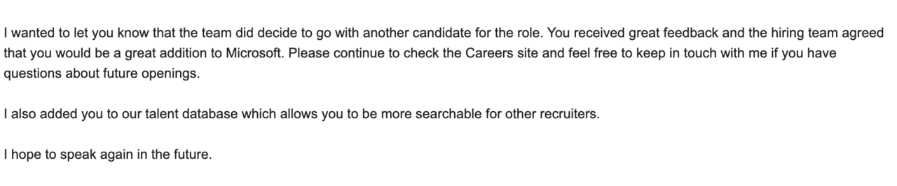 Microsoft great feedback but rejected | Software Engineering Career - Blind