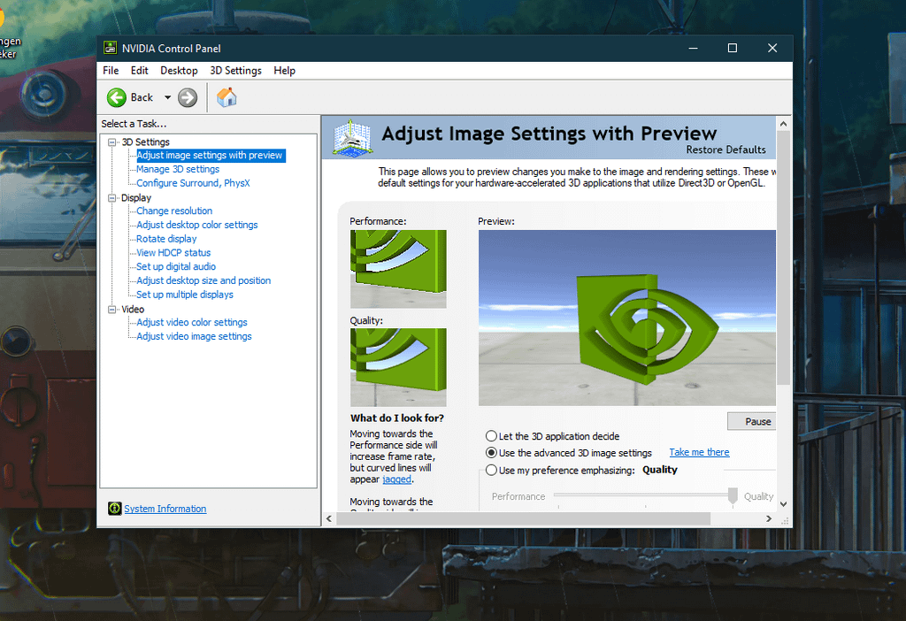 NViDIA control panel UI | Tech Industry - Blind