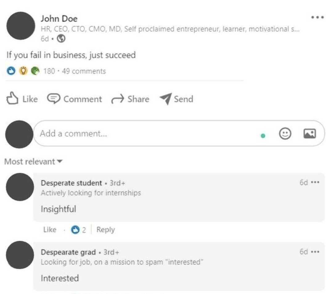 Average LinkedIn post - Blind