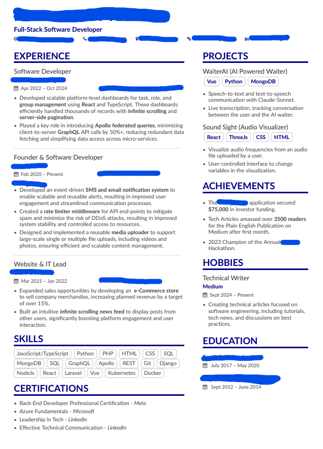 Struggling to get any interviews lately, what is wrong with my resume ...