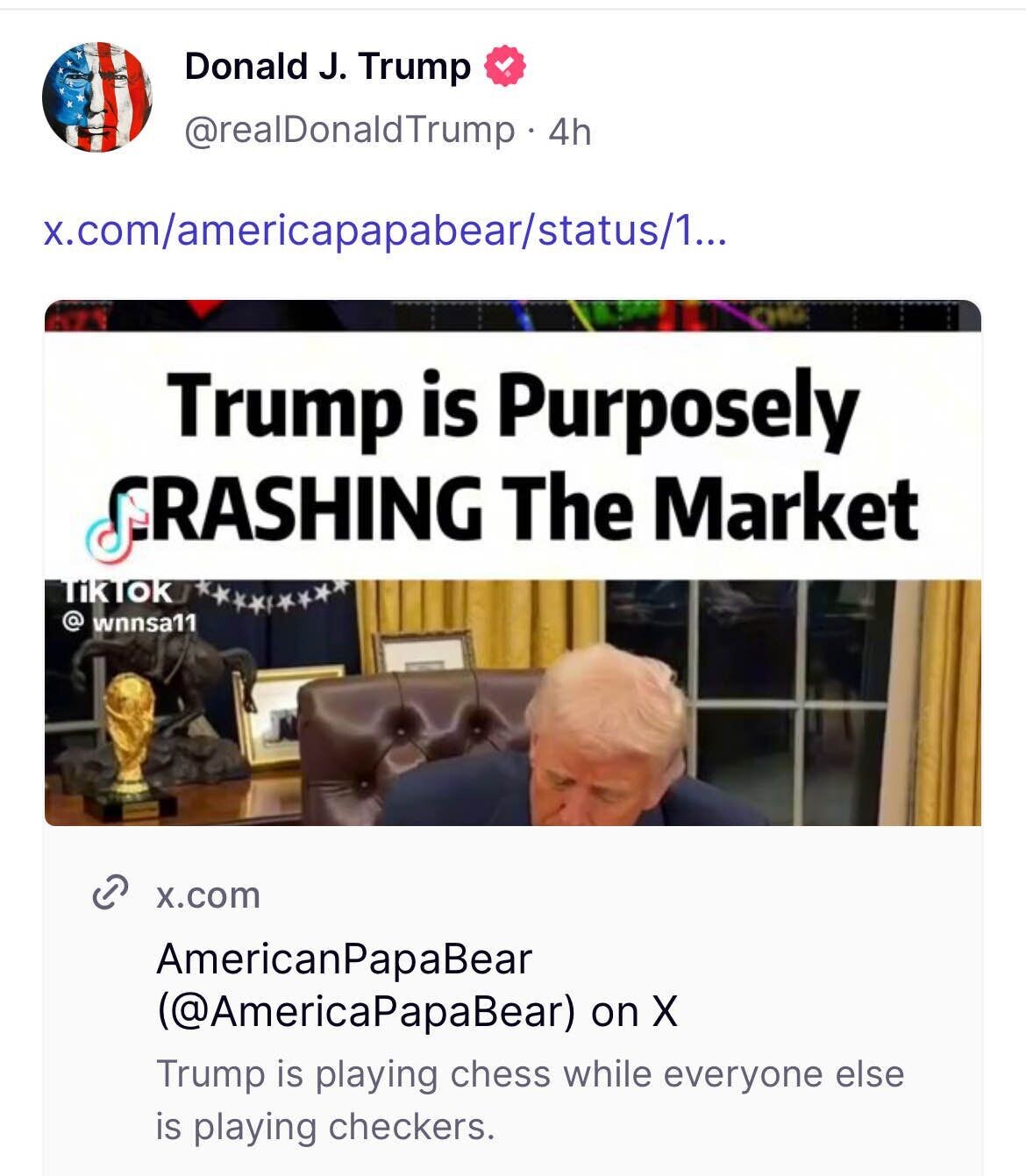 Trump just said he’s purposely crashing the stock market | Misc. - Blind