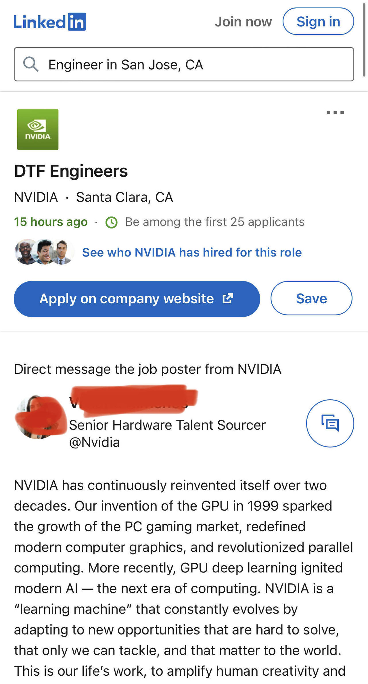Nvidia hiring DTF Engineers… | Tech Industry - Blind