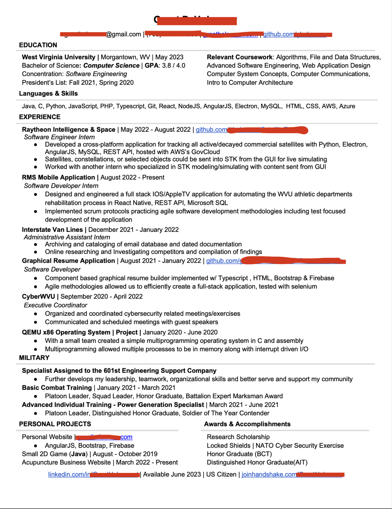 Resume Review: SWE New Grad Keep Getting Rejected | Resume Review - Blind
