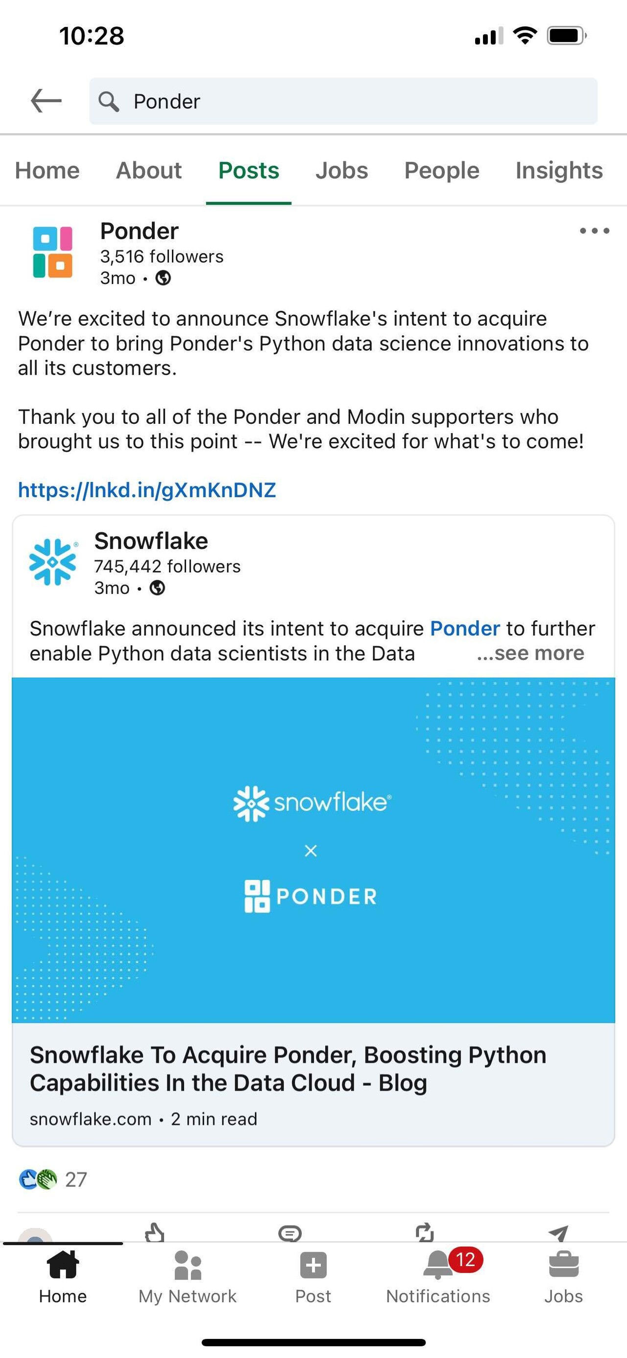 How much do you think Ponder was acquired for by snowflake? | Tech ...