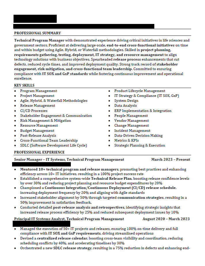 Friend's TPM Resume Feedback | Resume Review - Blind